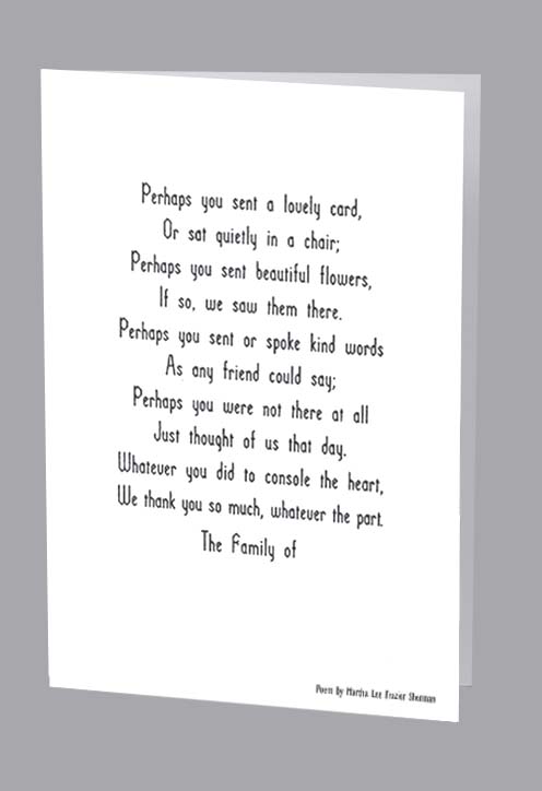 Lovely Card Poem Acknowledgment – Regal Line